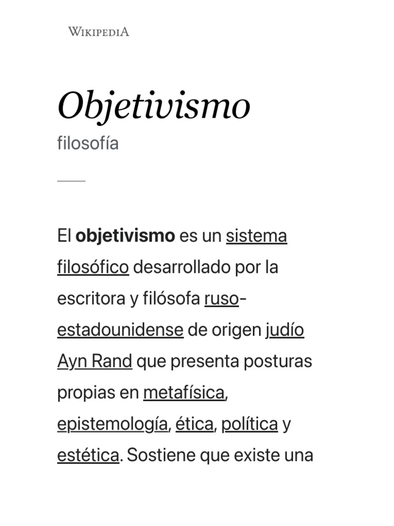 Objetivismo: Filosofía | PDF | Teorías filosóficas | Metafísica