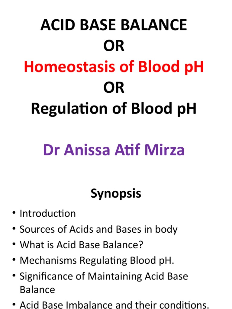 Acid Base Balance OR OR Regulation of Blood PH | PDF | Buffer Solution | Bicarbonate