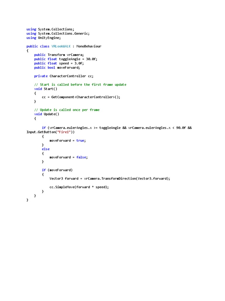 Vrlookwalk: Using Using Using Public Class Public Public Float Public ...