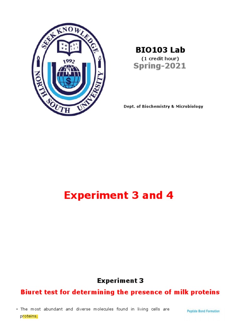 BIO103L, Expt 3 & 4 | PDF | Proteins | Amino Acid