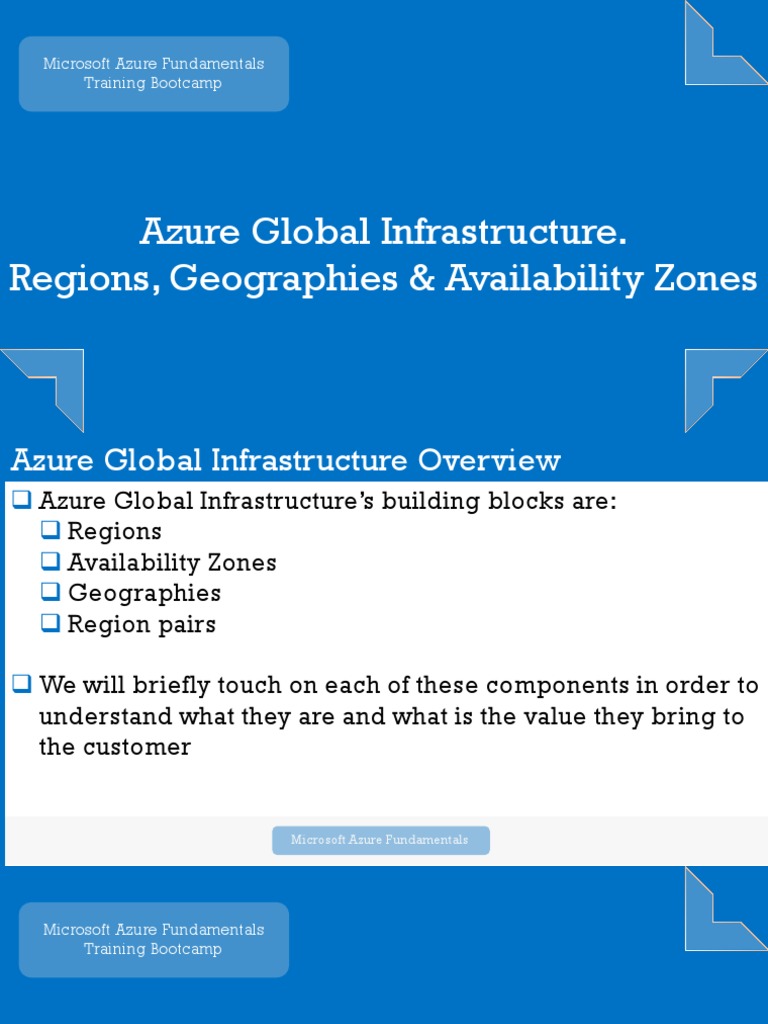 Azure Global Infrastructure - Regions and Availability Zones | PDF ...