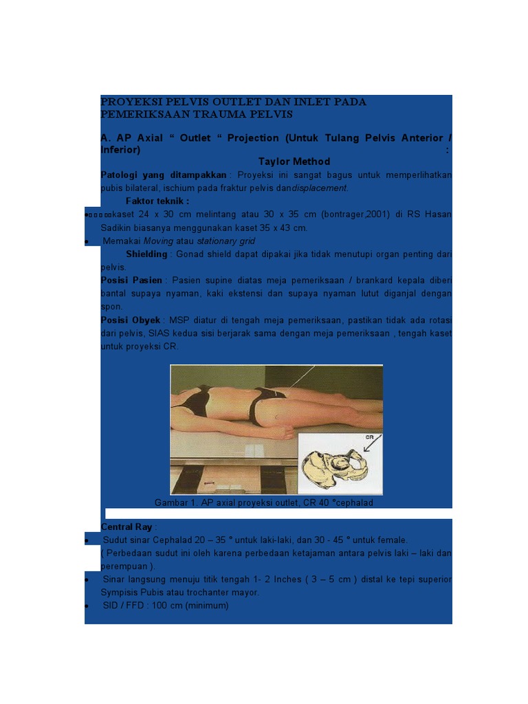 Proyeksi Pelvis Outlet Dan Inlet Pada Pemeriksaan Trauma Pelvis | PDF