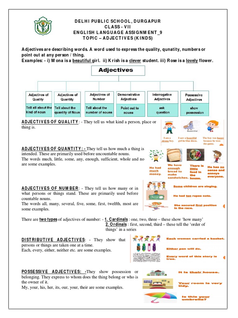 Cl 7 Adjectives Pdf Adjective Quantity