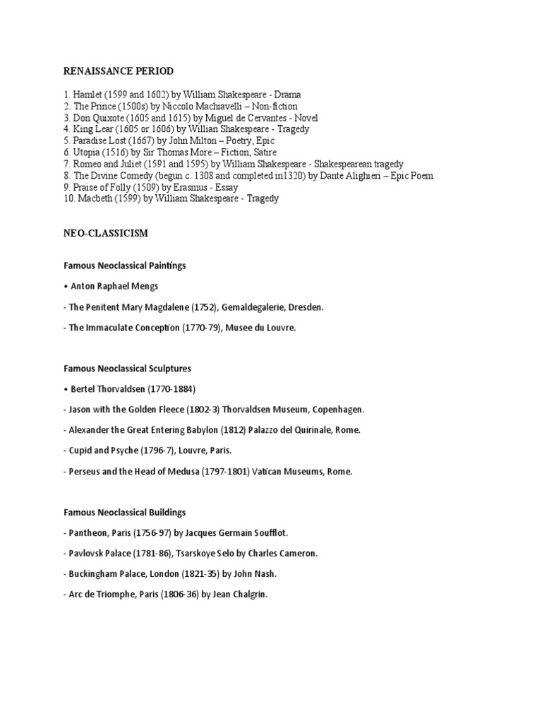 Renaissance Neo Classicism | PDF | Art | History