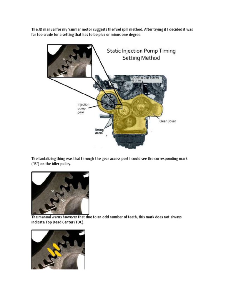 Yanmar 3T90J Injection Pump Timing Guide | PDF