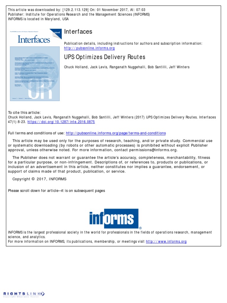 UPS Optimizes Delivery Routes: Interfaces | PDF | United Parcel Service ...