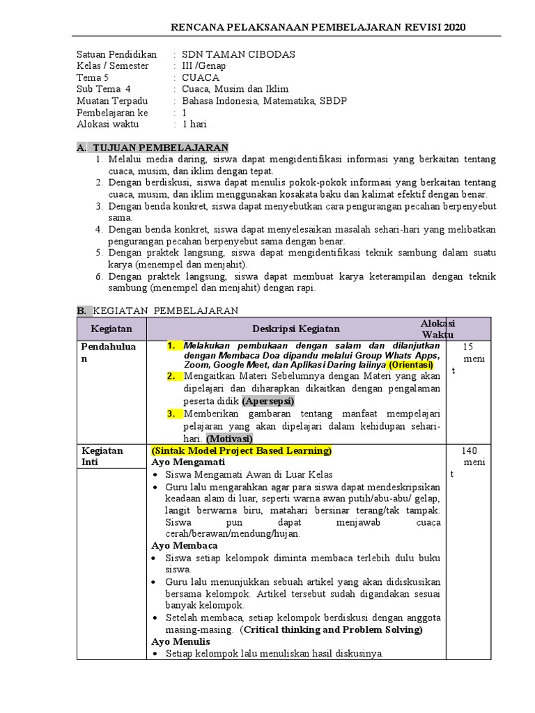 RPP Tema 5 Subtema 4 | PDF