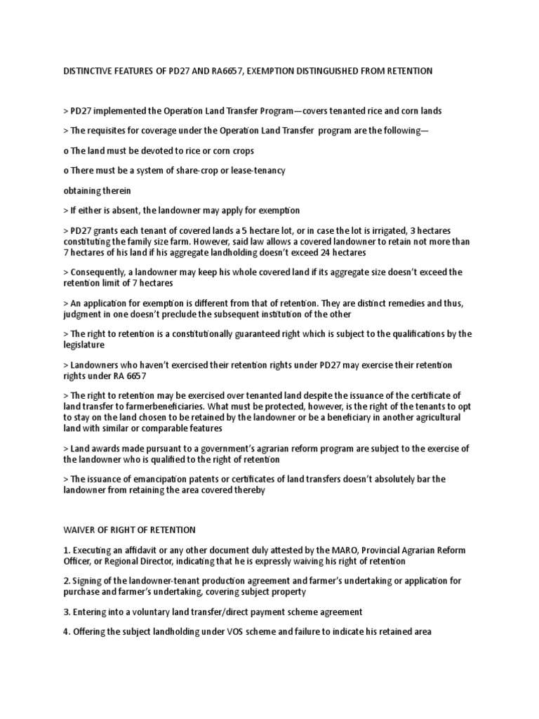 PD27 Vs RA6657 | PDF | Property | Common Law