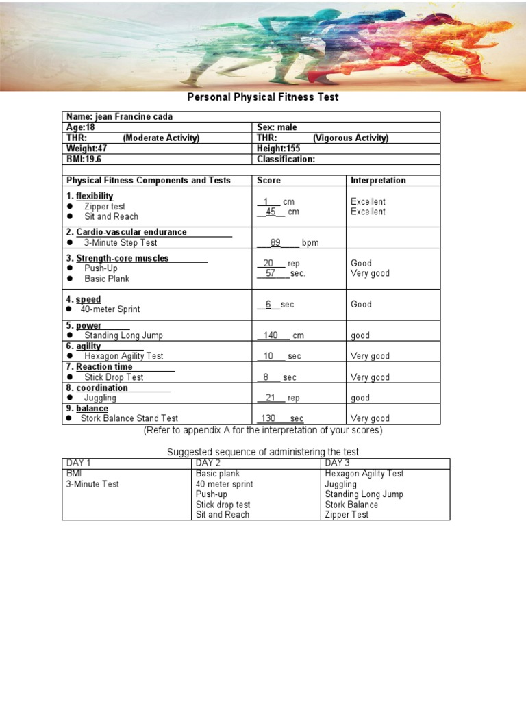 Personal Physical Fitness Assessment | PDF | Body Mass Index | Human Size