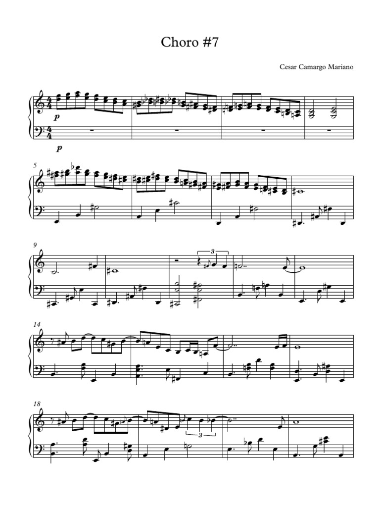 Cesar Camargo Mariano - Choro #7 (Transcripcion Piano) | PDF