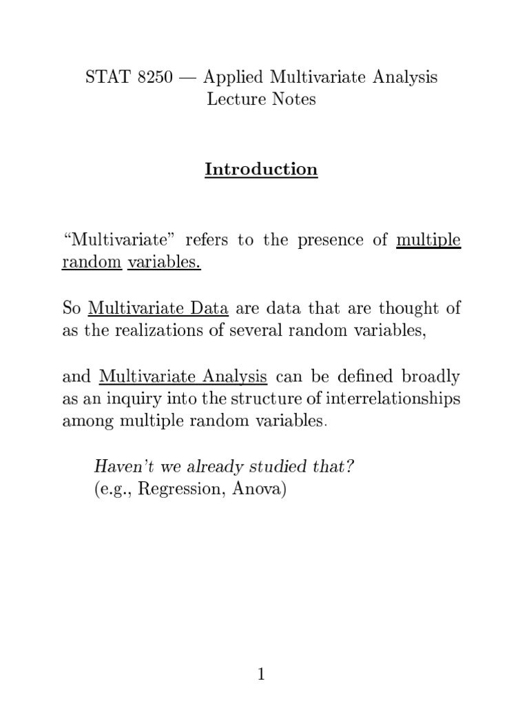 Applied Multivariate Analysis Notes | PDF | Eigenvalues And ...