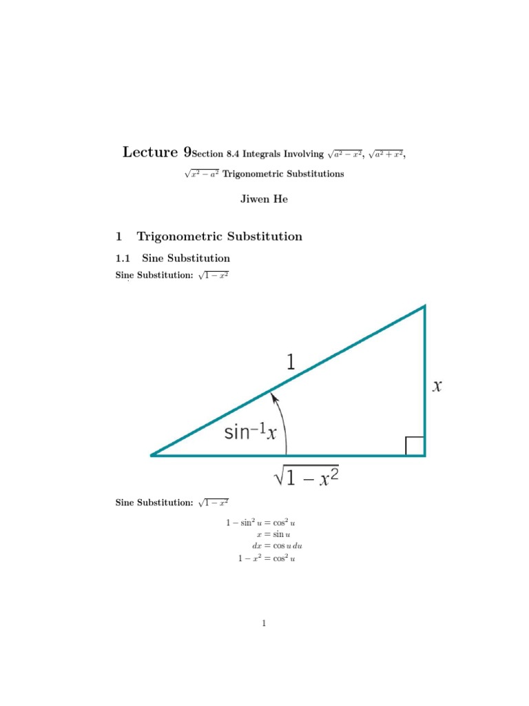 Integrals Involving Trigonometric Substitutions: A Comprehensive Guide ...