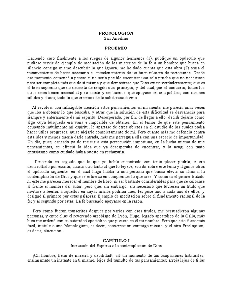 San Anselmo - Proslogion | PDF | Dios | Realidad