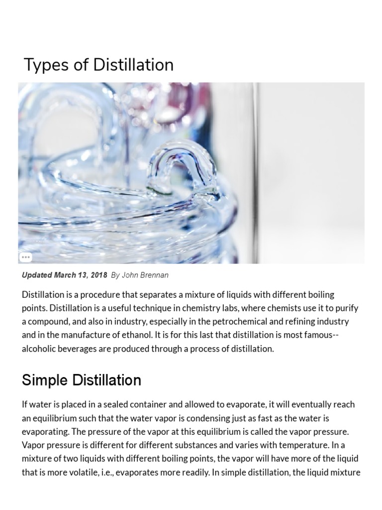 Types of Distillation | PDF | Distillation | Phases Of Matter