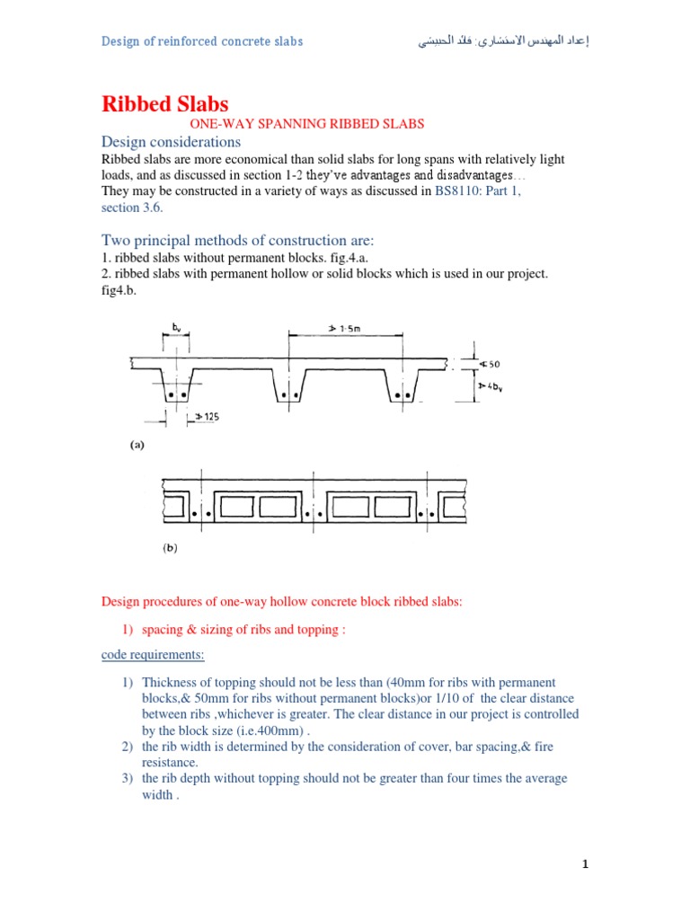 Ribbed Slabs: Design Considerations | PDF | Reinforced Concrete | Concrete