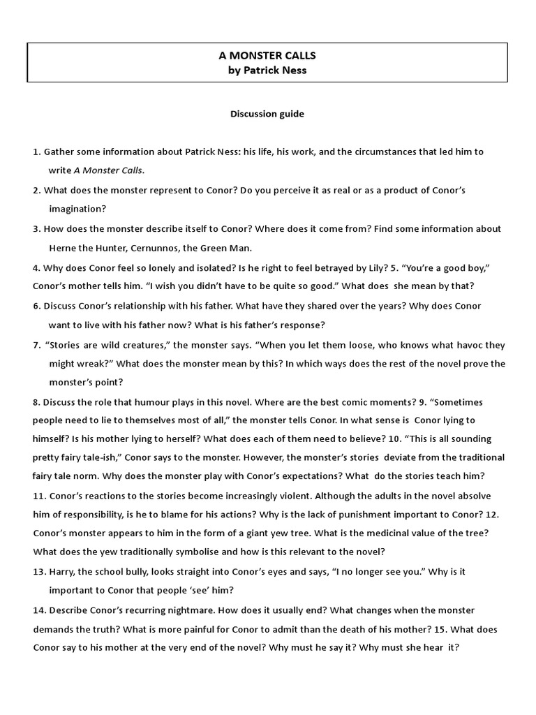 A MONSTER CALLS - Discussion Guide | PDF