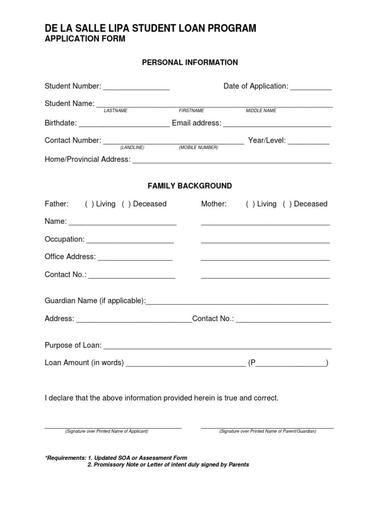 REVISED Student Loan Application Form For Online | PDF | Loans | Debt