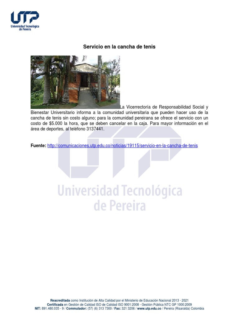 La Cancha de Tenis Utp | PDF