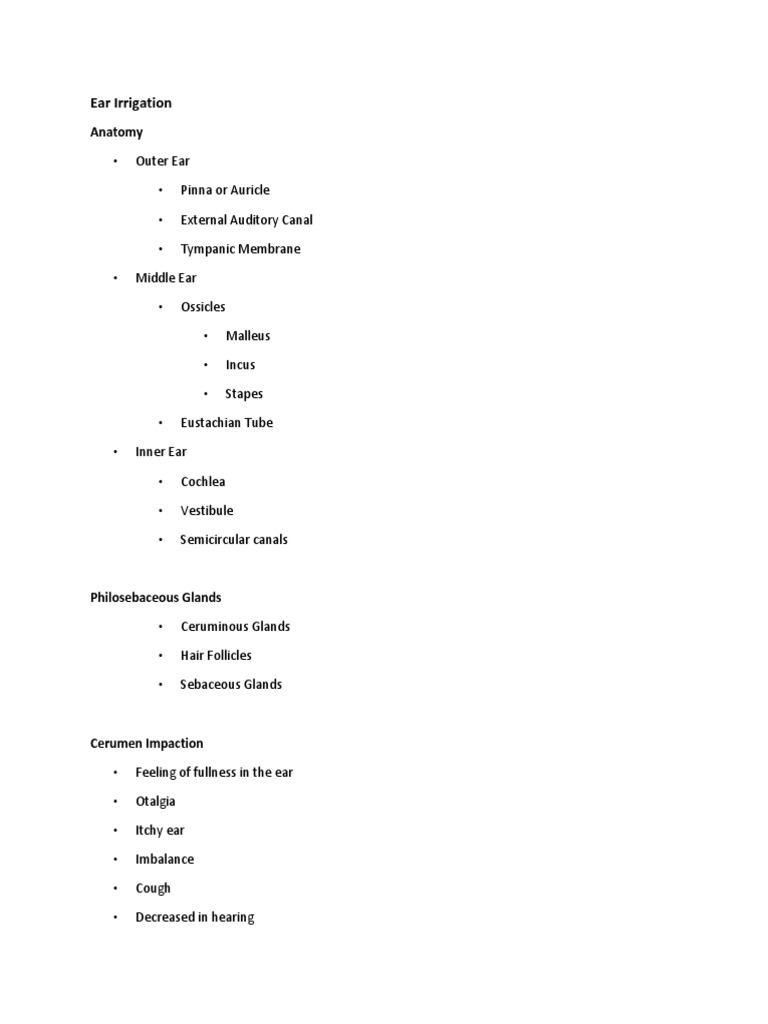 Ear and Eye Irrigation Outline | PDF | Ear | Senses
