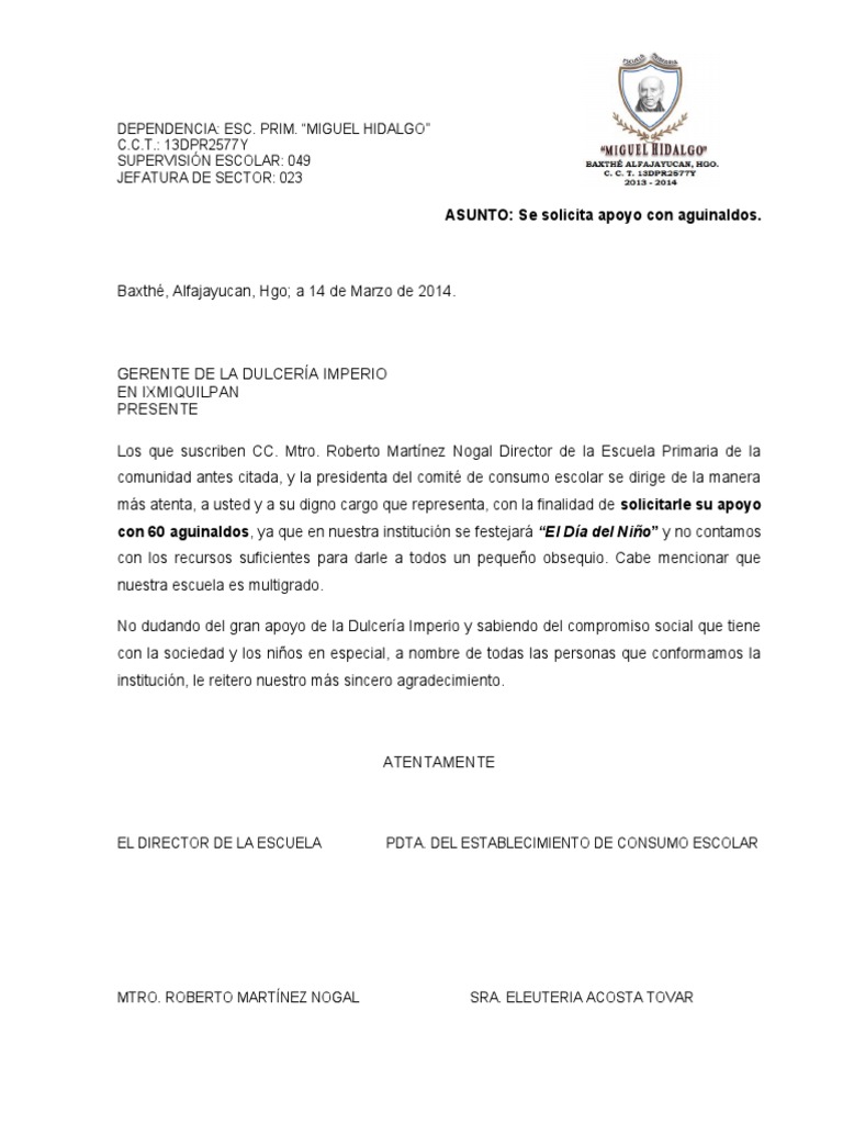 Solicitud de Apoyo Formato | PDF