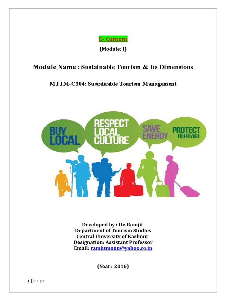Sustainable Tourism Management Overview | PDF | Sustainability | Tourism