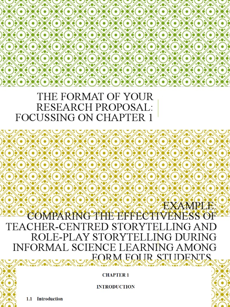 The Format of Your Research Proposal Focussing On Chapter 1 | PDF