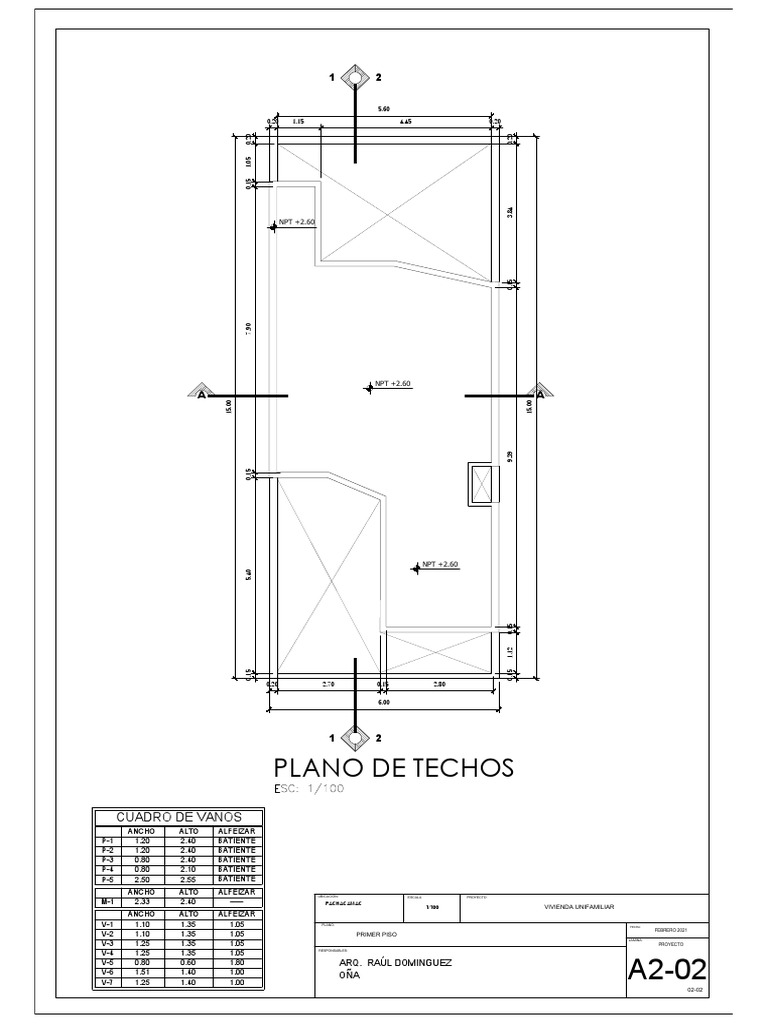 Plano de Techos para Vivienda Unifamiliar | PDF
