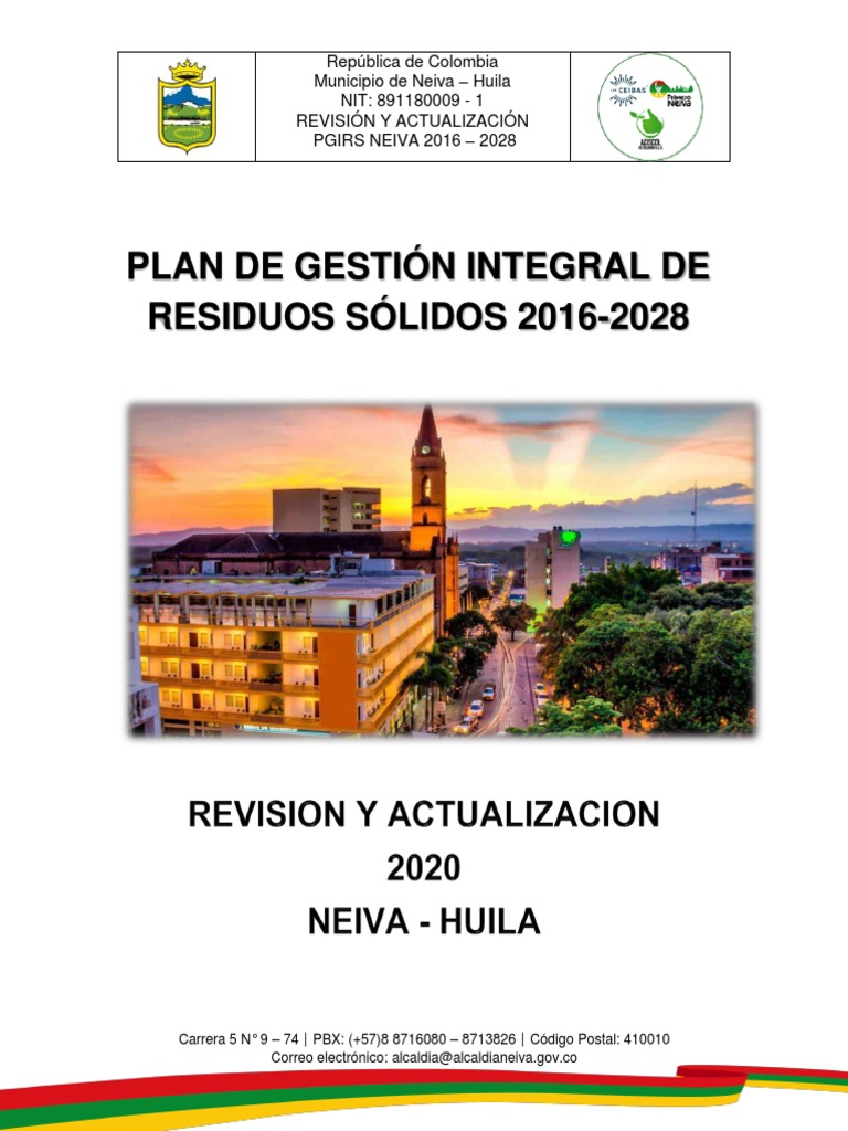 Plan de Gestión Integral de Residuos Solidos - PGIRS Neiva | PDF | Residuos | Sustentabilidad