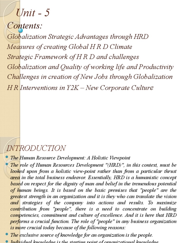 GLOBAL H R M - Unit - 5 | PDF | Strategic Management | Competence (Human Resources)