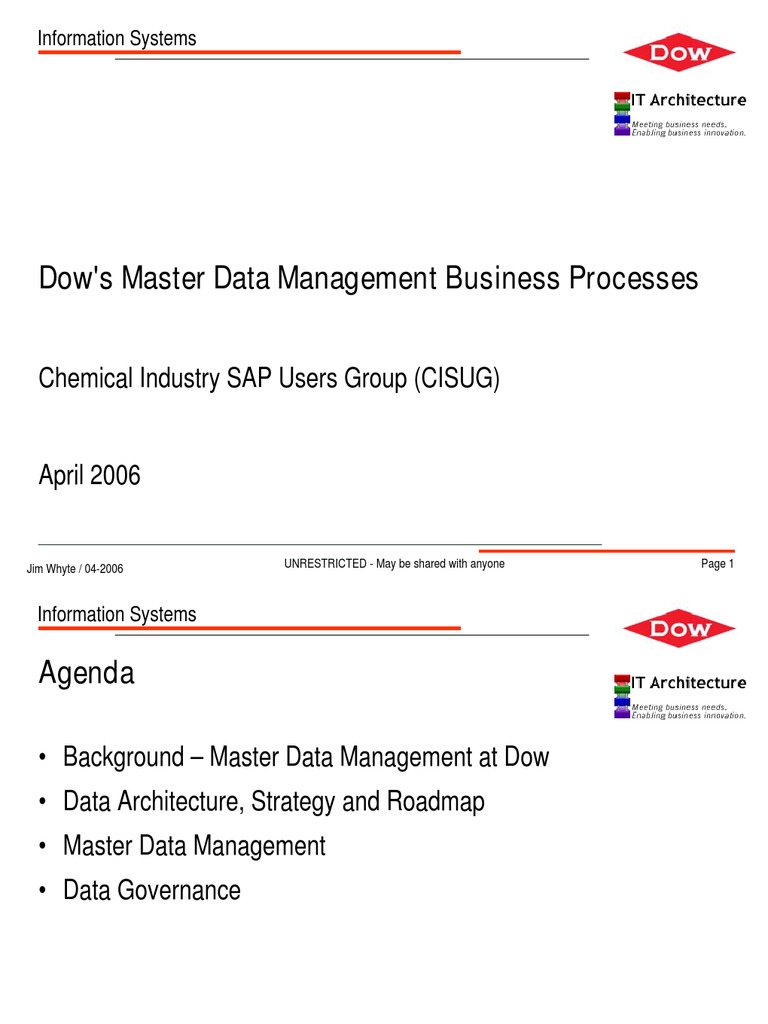 Dow's Master Data Management Business Processes | PDF | Business ...