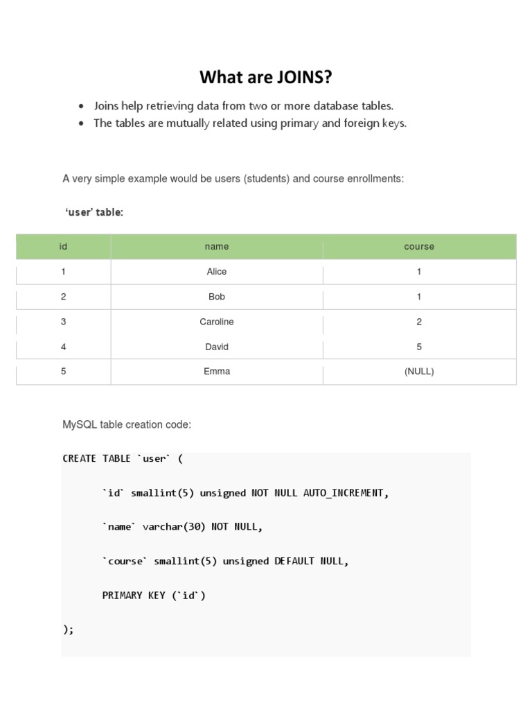 What Are JOINS? | PDF | Databases | Data Management
