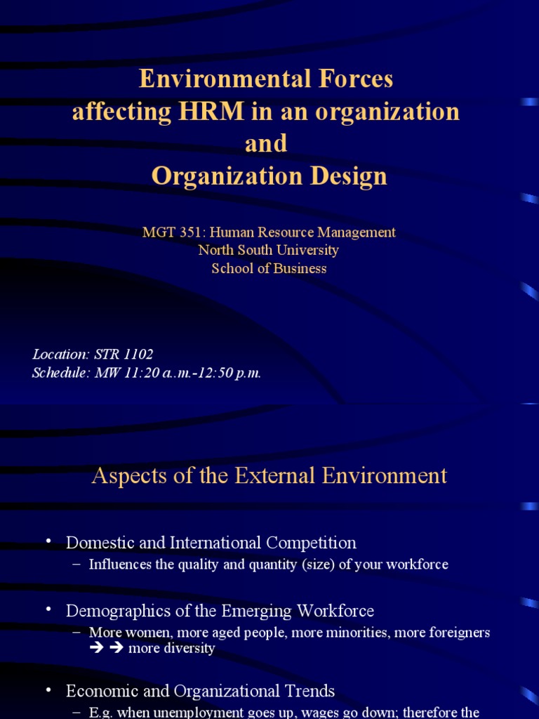 Environmental Forces Affecting HRM in An Organization and Organization ...