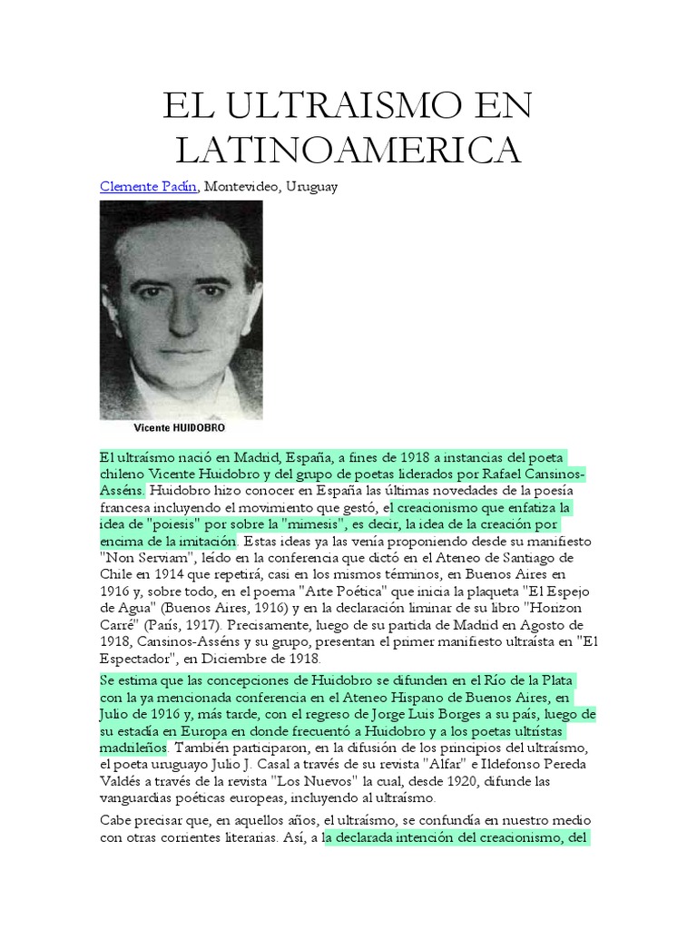 El Ultraismo en Latinoamerica | PDF | Poesía | Artes (general)