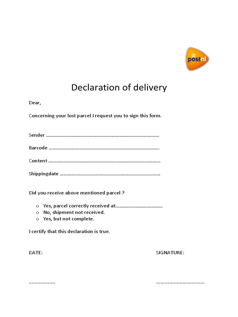 Lost Parcel Declaration Form | PDF | Home & Garden