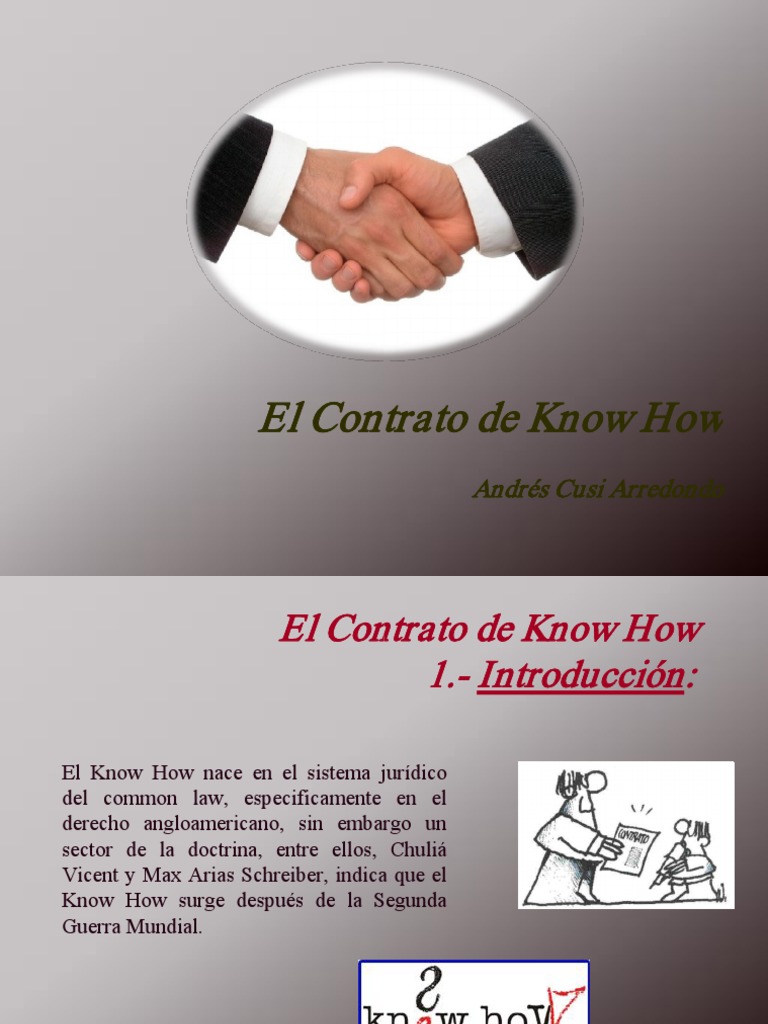 El contrato de Know How: transmisión de conocimientos técnicos | PDF ...