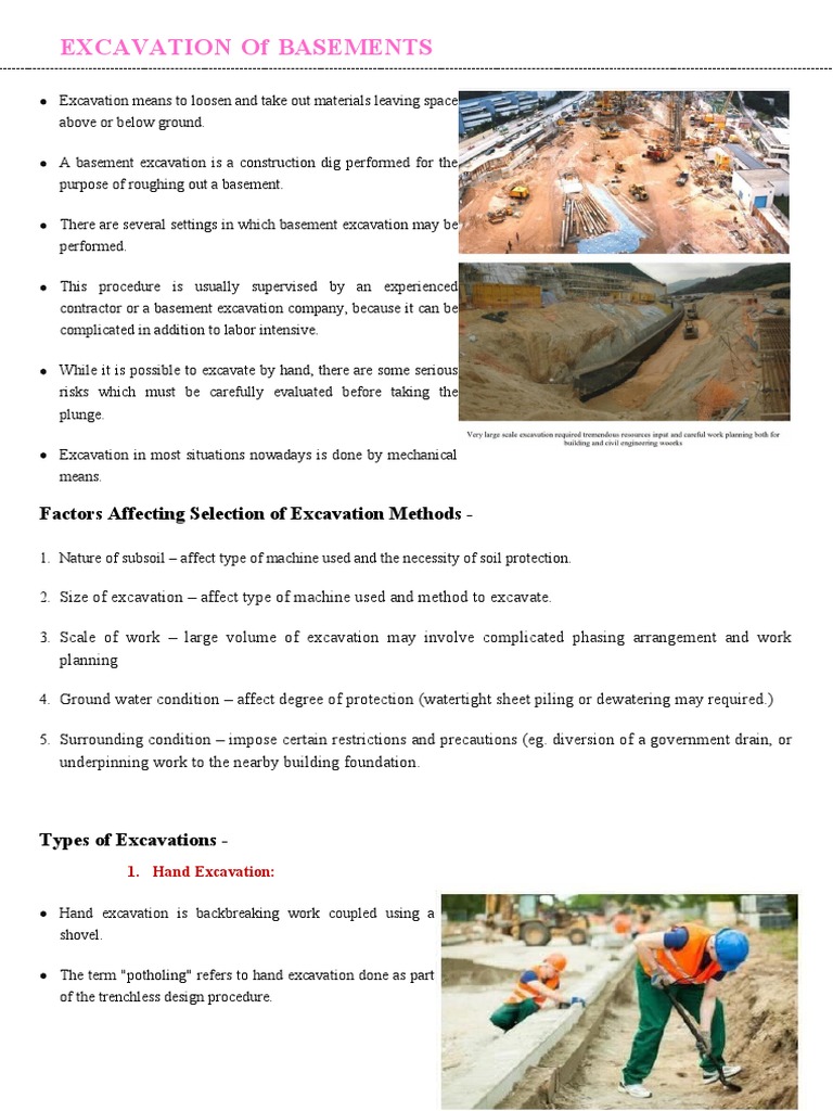 Guide to Basement Excavation Methods & Procedures | PDF | Deep ...