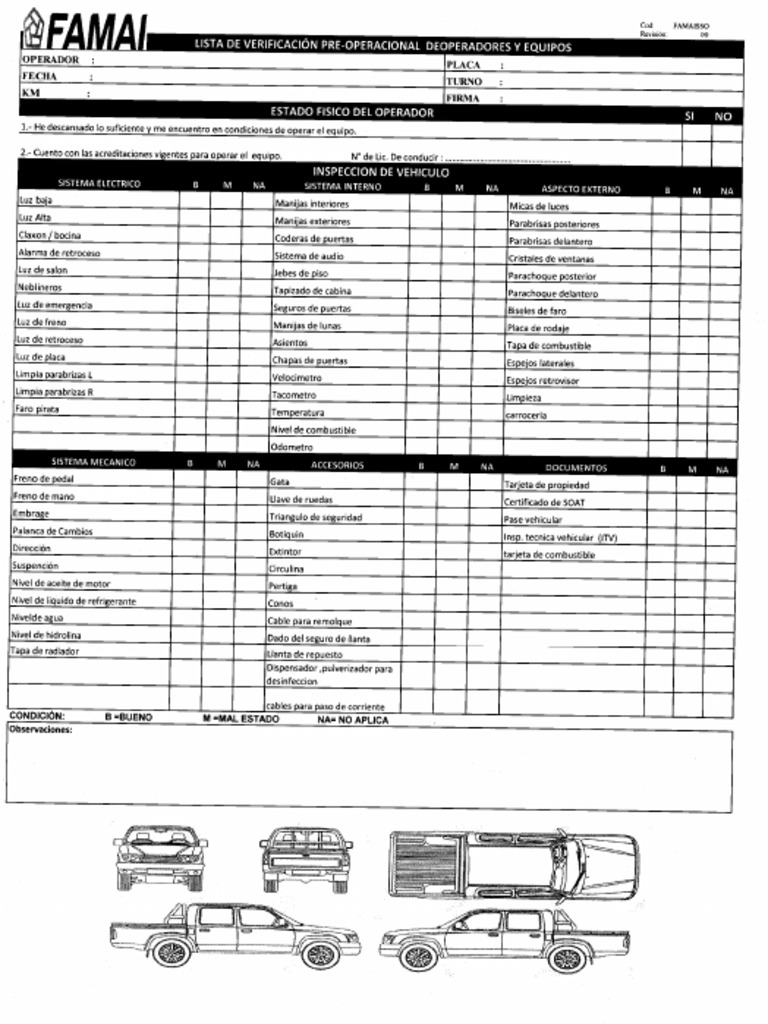 Check List de Vehiculos | PDF