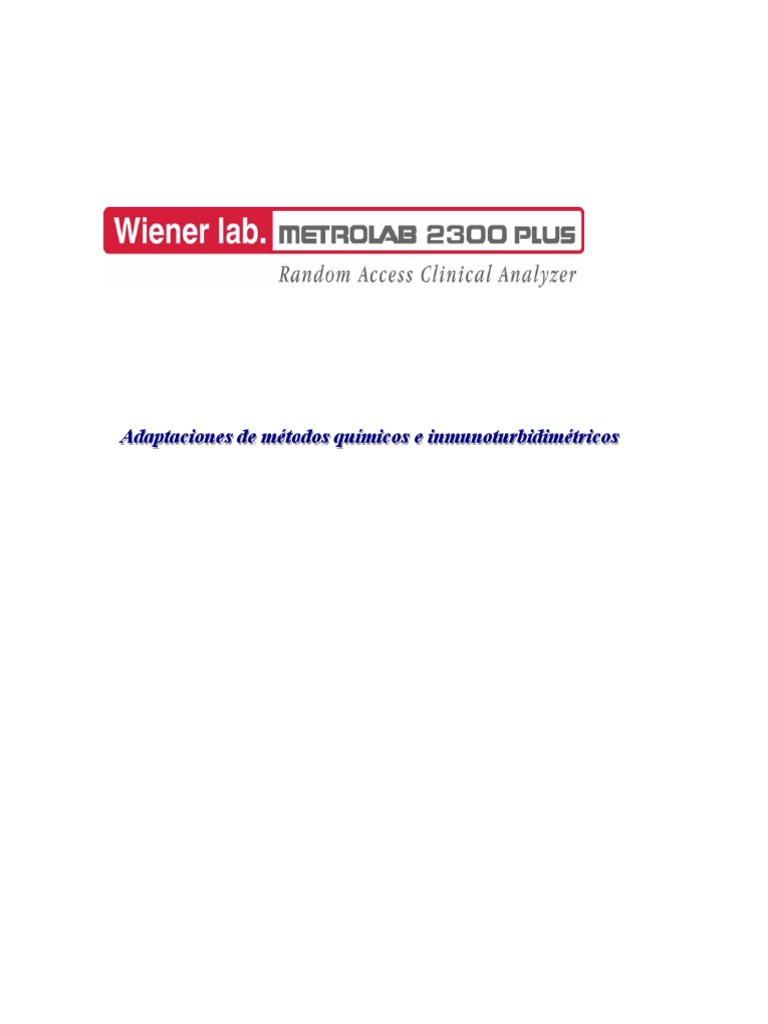Métodos Químicos en Laboratorio Wiener | PDF | Solución tampón | Orina