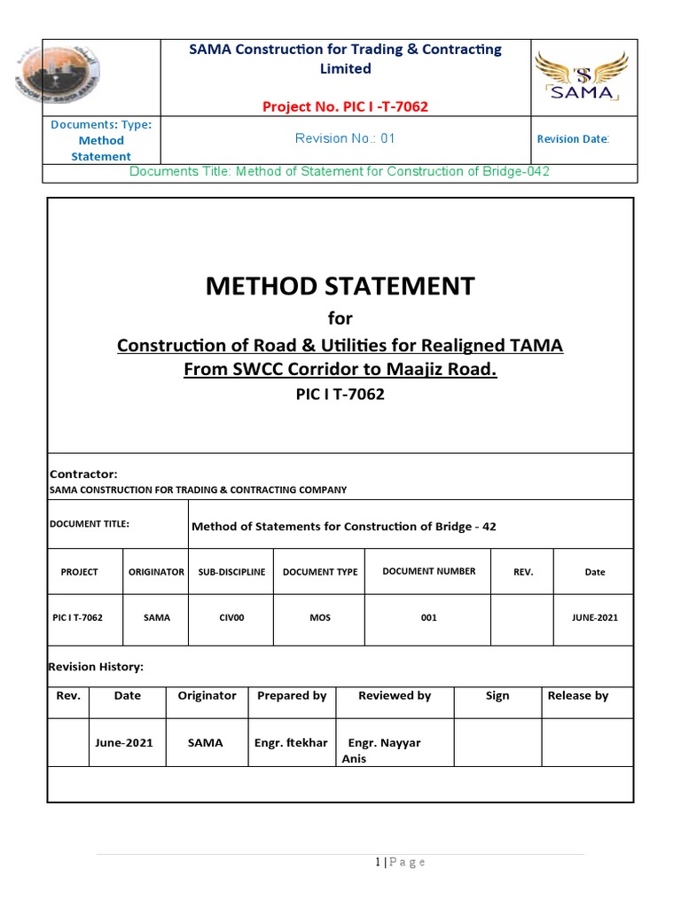 MOS For Construction of Bridge - 042 Updated at PIC-I-T - 7062 | PDF ...