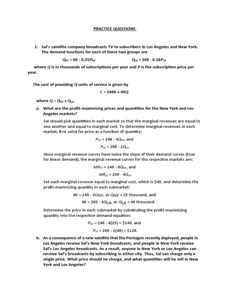 Profit Maximization in Satellite TV Markets | PDF | Average Cost | Demand