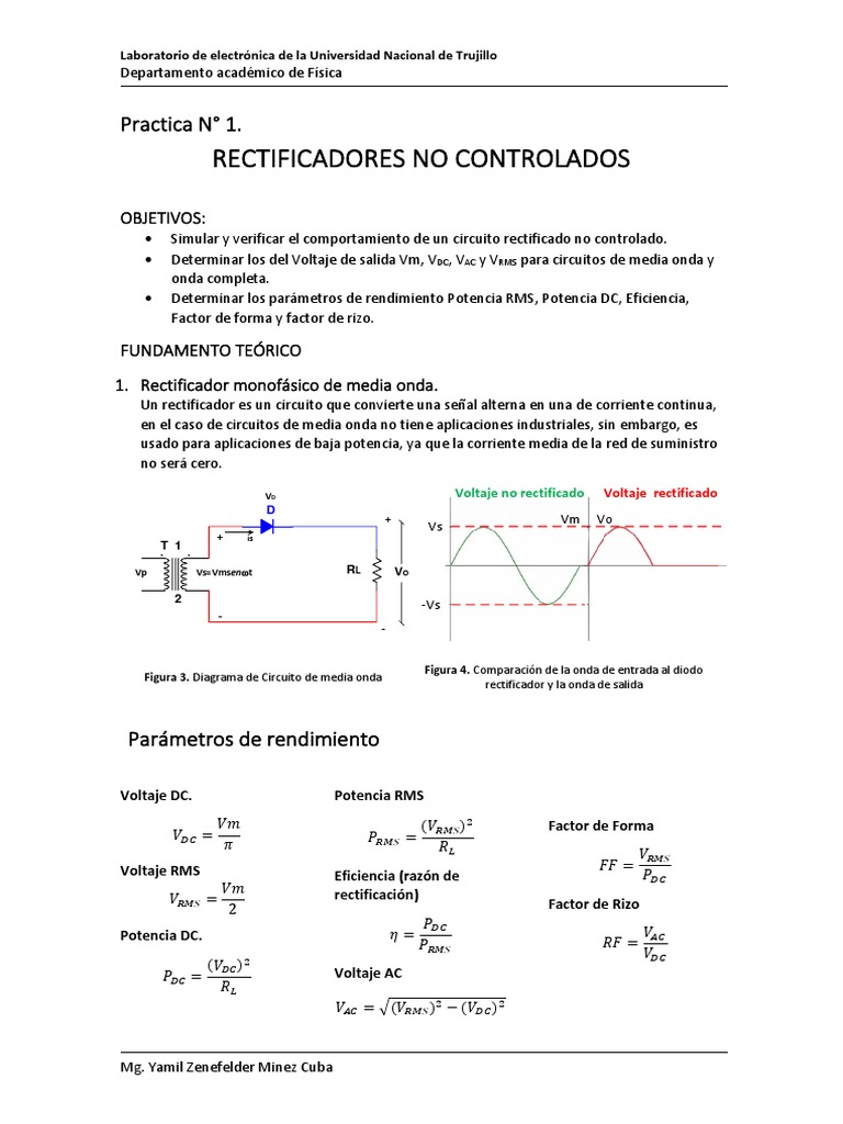Practica N 1 Rectificadores Monofasicos No Regulados | PDF ...
