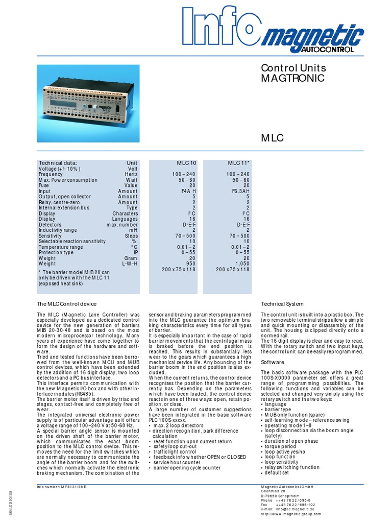 Control Units Magtronic | PDF | Relay | Programmable Logic Controller