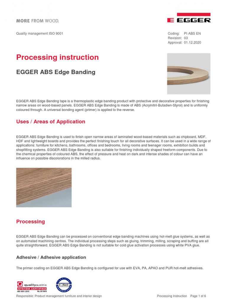 PI EGGER Edging ABS en | PDF | Adhesive | Dust
