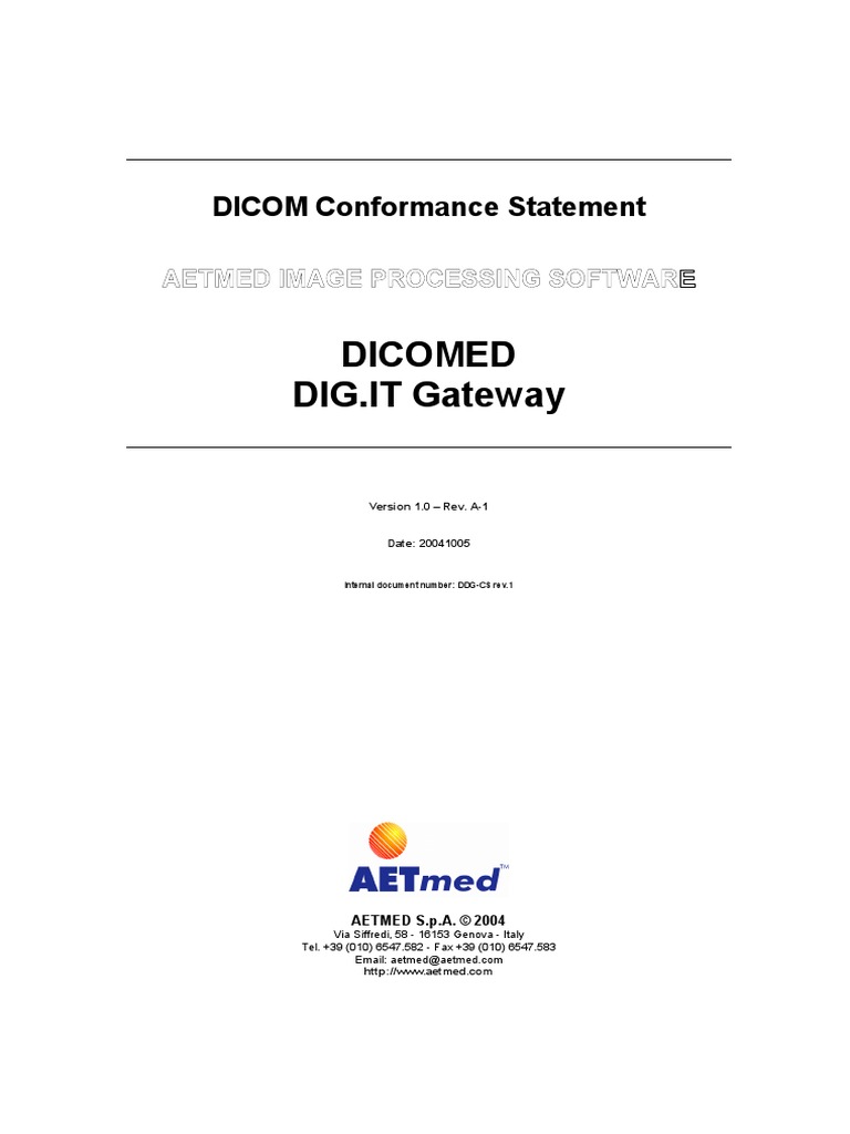 Dicomed DIG - IT Gateway: DICOM Conformance Statement | PDF | Computer Architecture ...