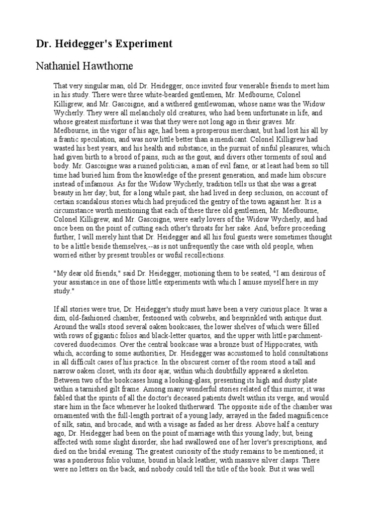 Dr. Heidegger's Youth Experiment | PDF | Nature