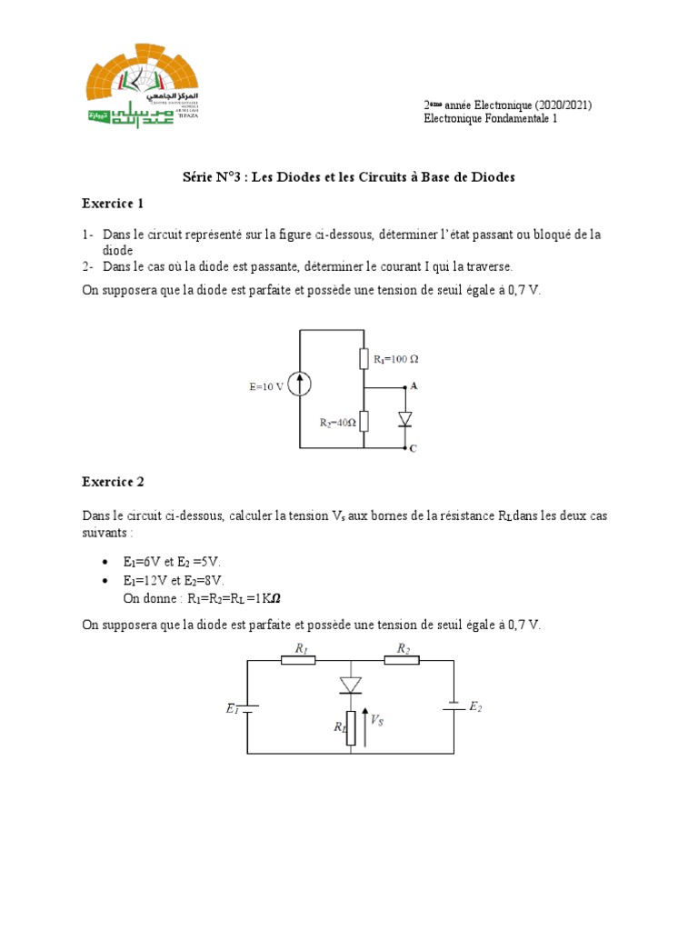TD 3 | PDF | Redresseur | Obliger