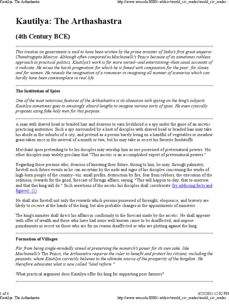 Kautilya - The Arthashastra | PDF