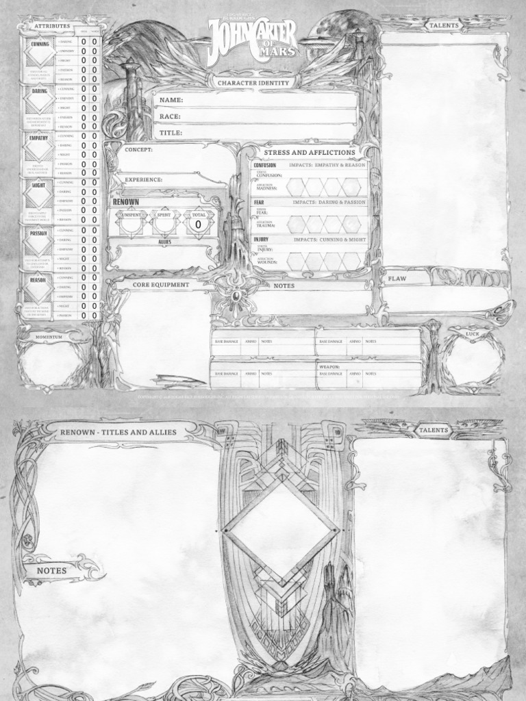 John Carter of Mars - Character Sheet BW Final - Modiphius (2d20 System ...