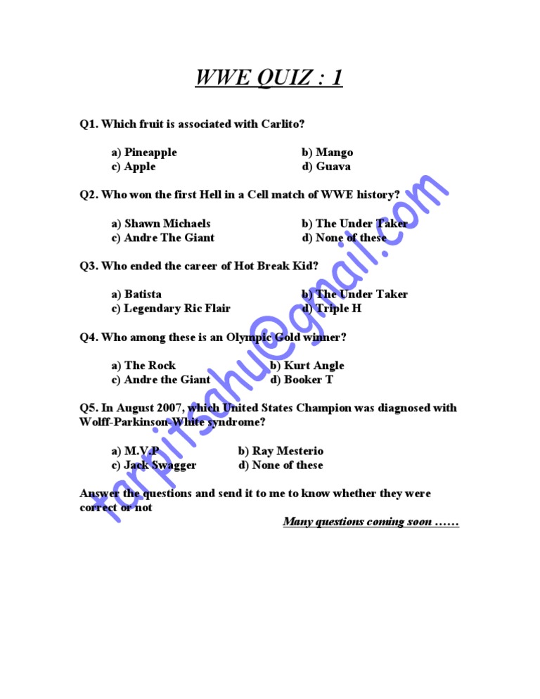 WWE Trivia Quiz for Fans | PDF