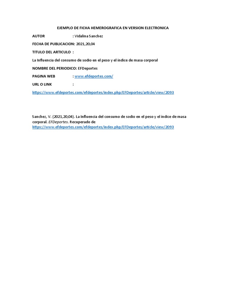 Ejemplo de Ficha Hemerográfica | PDF